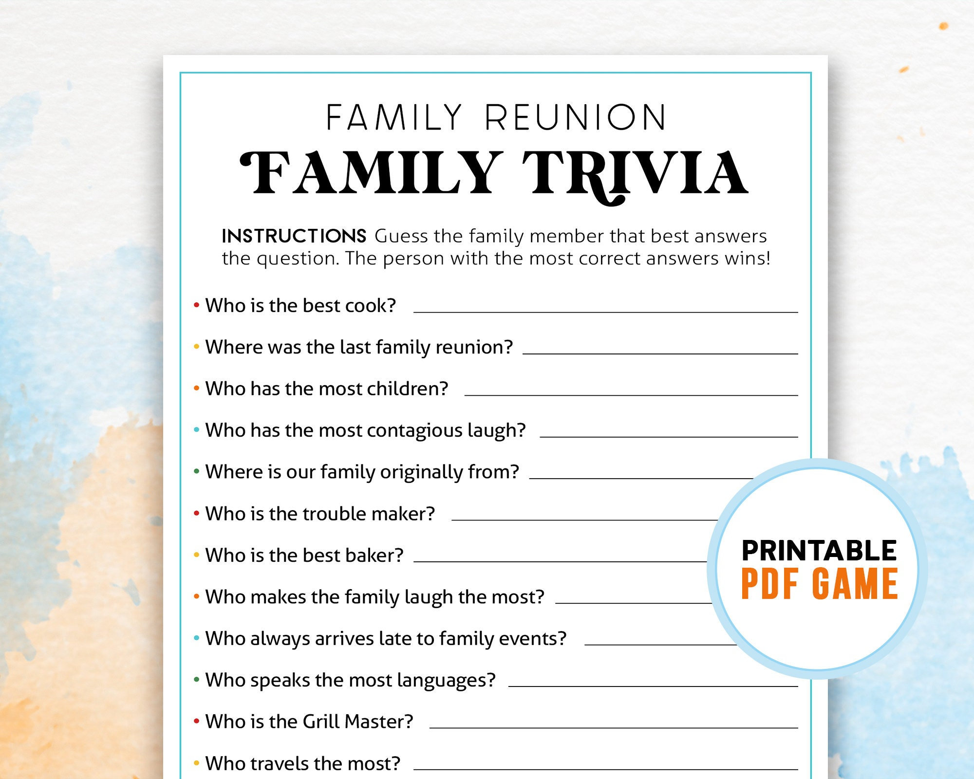 Family Trivia Game Questions: A Guide to Creating and Delivering ...