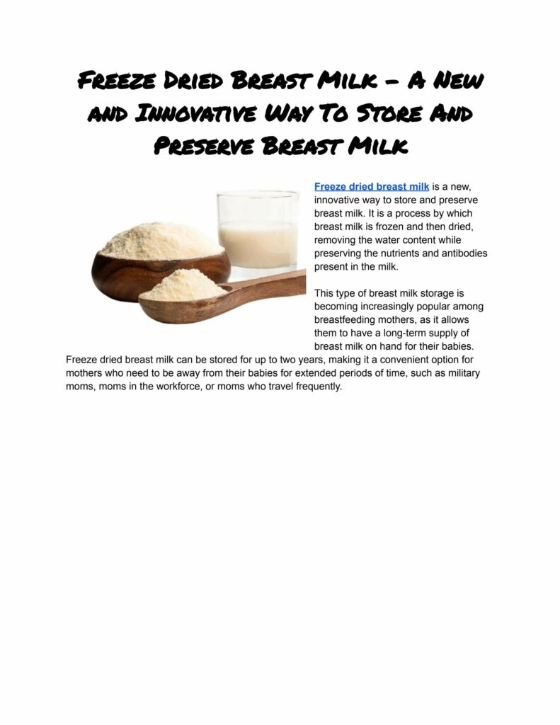 Freeze-Dried Breast Milk: A Practical Guide for Preservation and Use - Mammy Cares