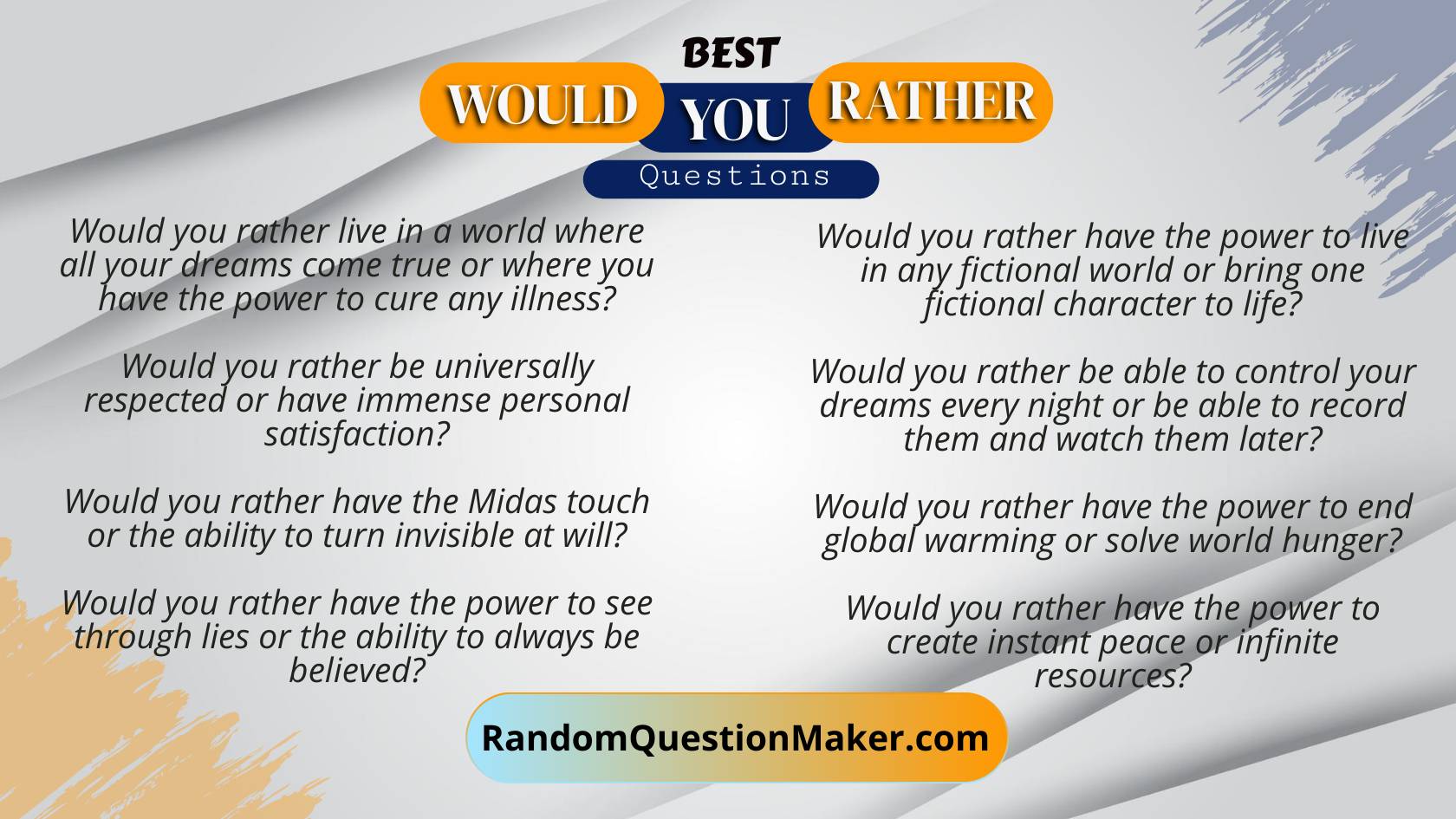 Great Would You Rather Questions: An Engaging Conversation Catalyst ...